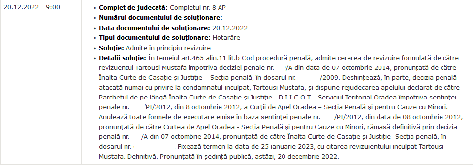 ÎCCJ a dispus rejudecarea apelului DIICOT Oradea în dosarul de terorism a lui Mustafa Tartousi