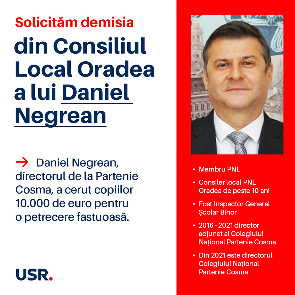 Cer retragerea lui Daniel Negrean din Consiliul local Oradea și de la ...